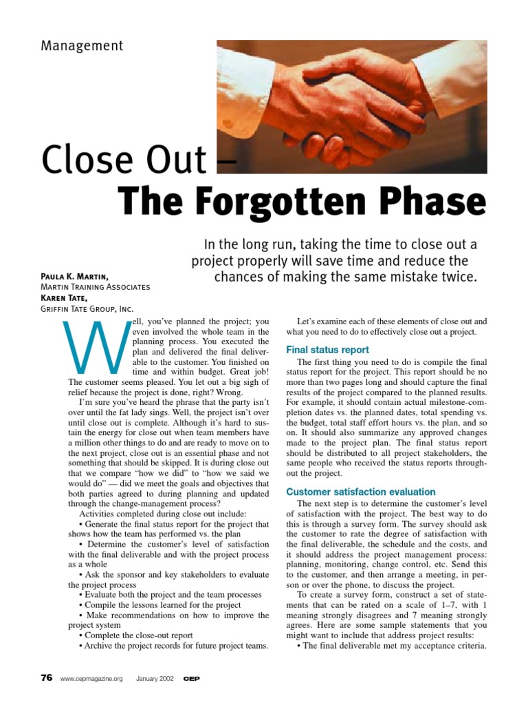Closing Out Projects Completely: The Importance of Thorough ...