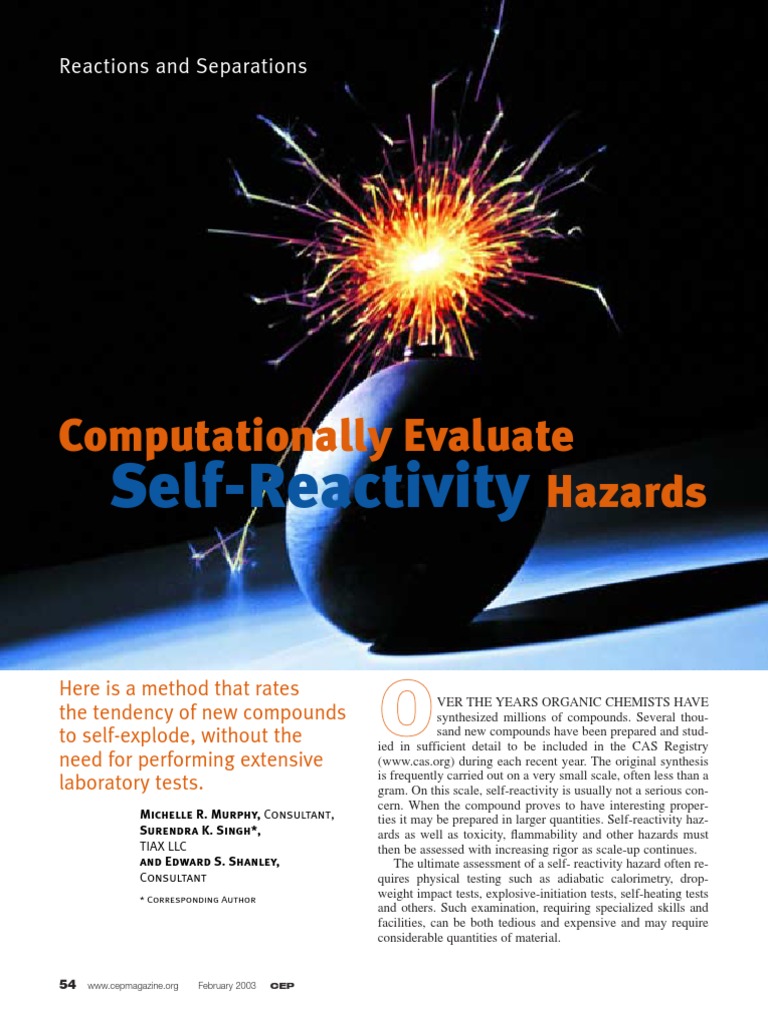 Computational Evaluate Self-Reactivity Hazards | PDF | Calorimetry ...