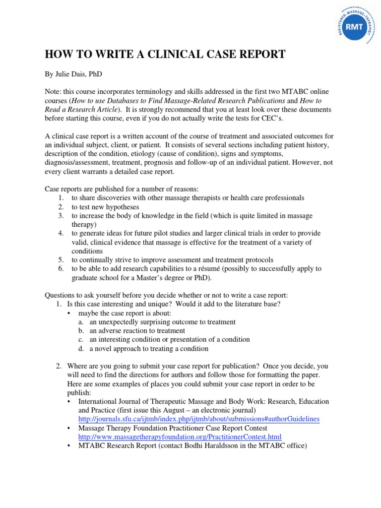 How To Write A Clinical Case Report | PDF | Case Report | Evidence ...