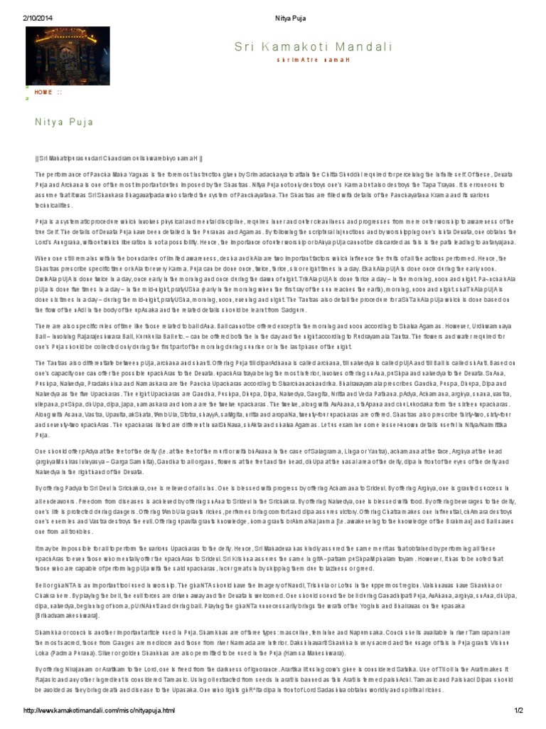 Daily Nitya Puja-What When How | PDF | Shiva | Hindu Behaviour And ...