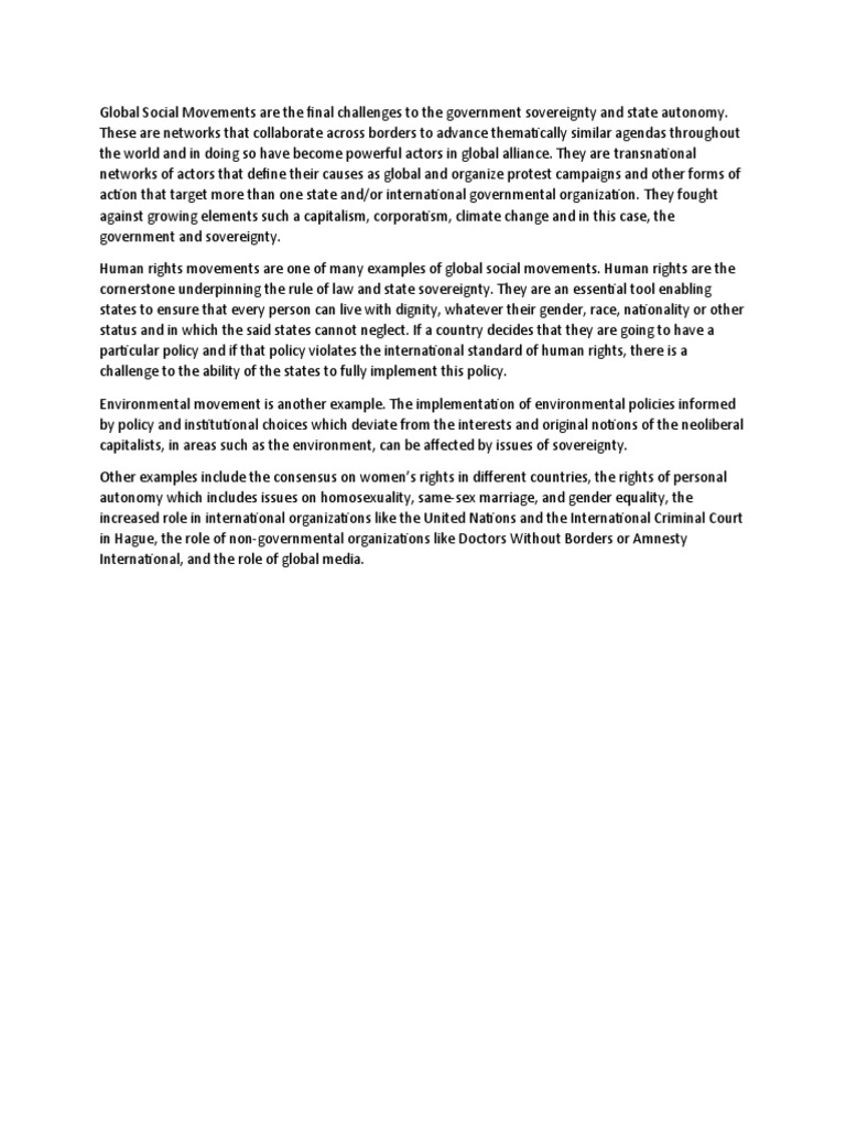 Global Social Movements Written Summary | PDF