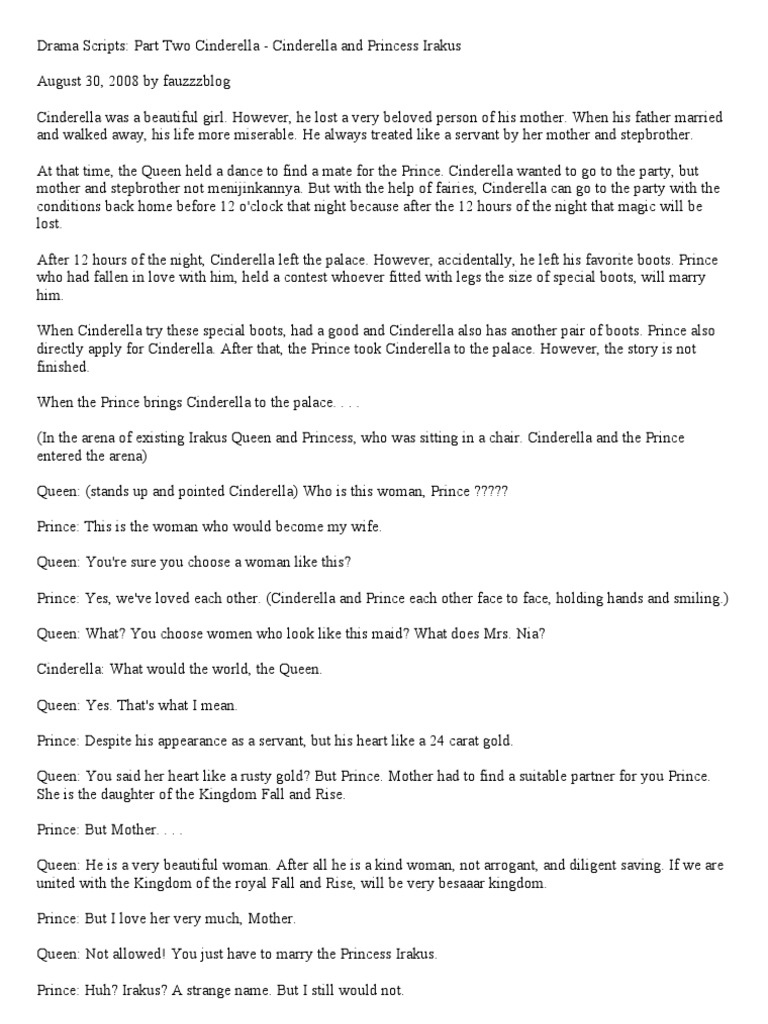 Drama Scripts | PDF | Cinderella | Cuisine