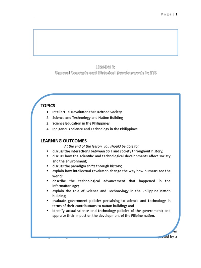 Lesson 1: General Concepts and Historical Developments in STS | PDF | Science | Evolution