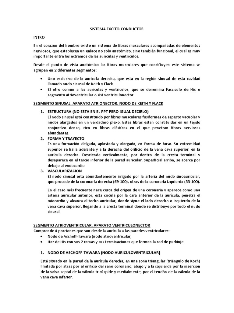 Sistema Excito-Conductor | PDF | Sistema circulatorio | Fisiología ...