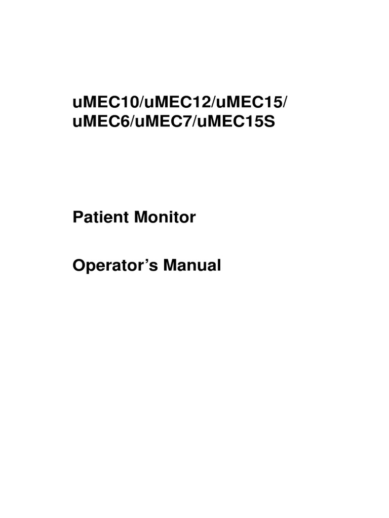 uMEC - Operator's Manual - V8.0 - EN PDF | PDF | Electrocardiography | Blood Pressure