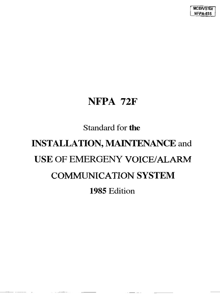 NFPA 72F: Voice/Alarm System Standards | PDF