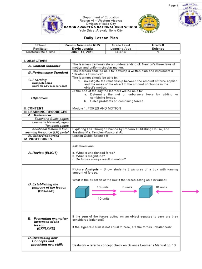 Daily Lesson Plan: Competencies | PDF | Force | Concept