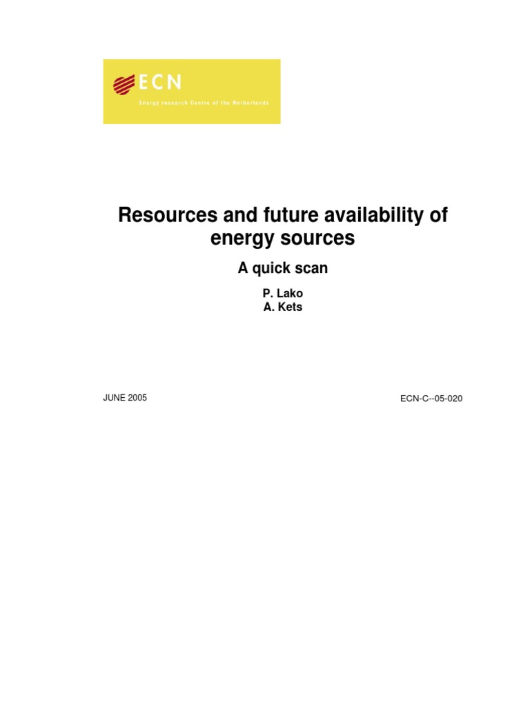 Resources and Future Availability of Energy Sources: A Quick Scan | PDF ...