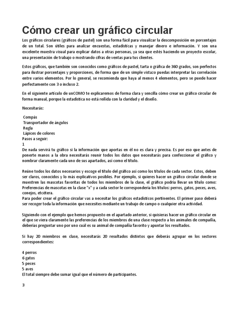 Cómo Crear Un Gráfico Circular | PDF | Gatos | Estadísticas