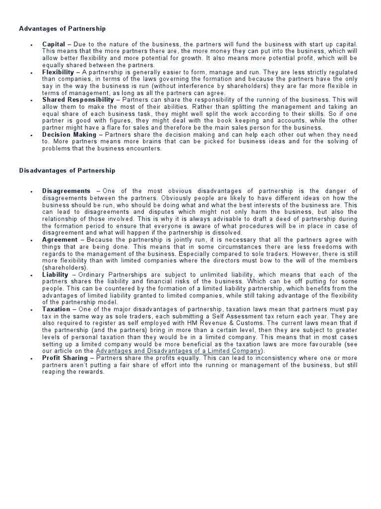 Advantages and Disadvantages of A Limited Company | PDF