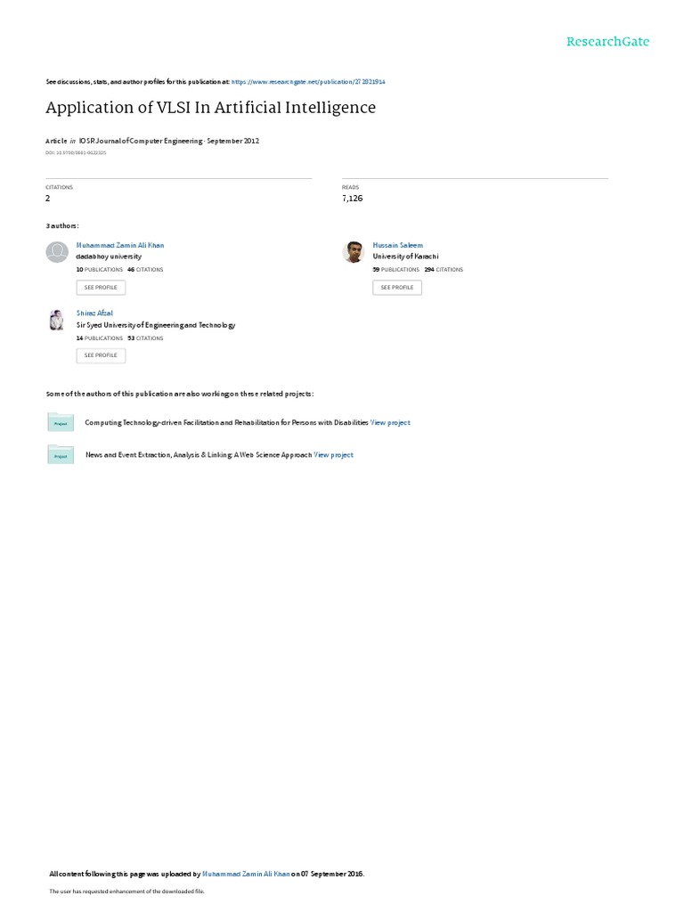 Application of VLSI in Artificial Intelligence PDF | PDF | Integrated ...