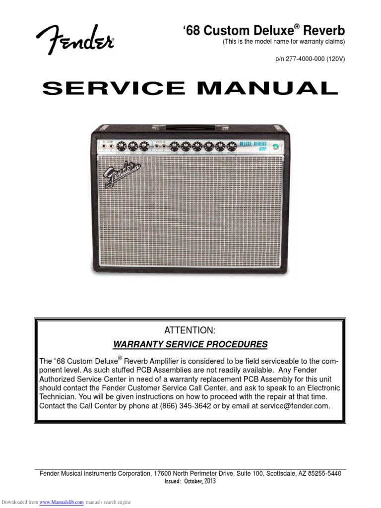 Service Manual: 68 Custom Deluxe Reverb | PDF | Amplifier | Vacuum Tube