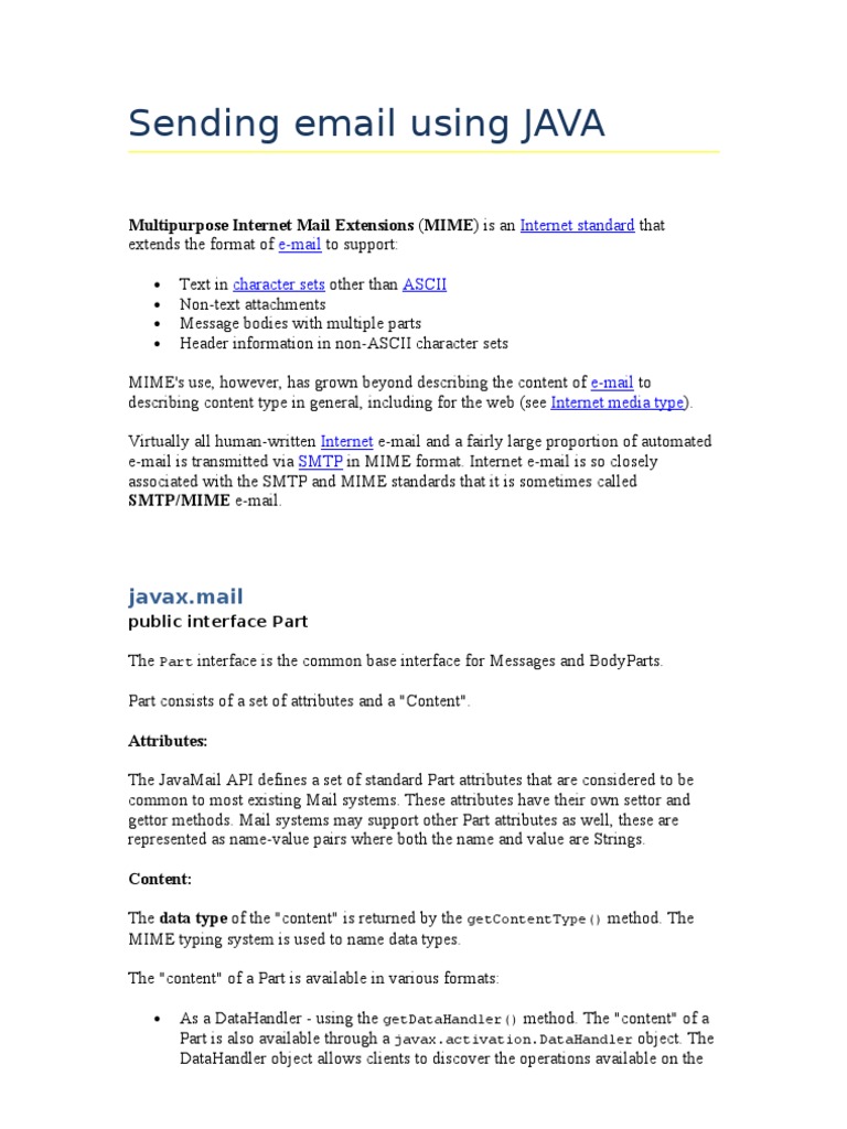 Java Email Sending with MIME | PDF | Class (Computer Programming ...