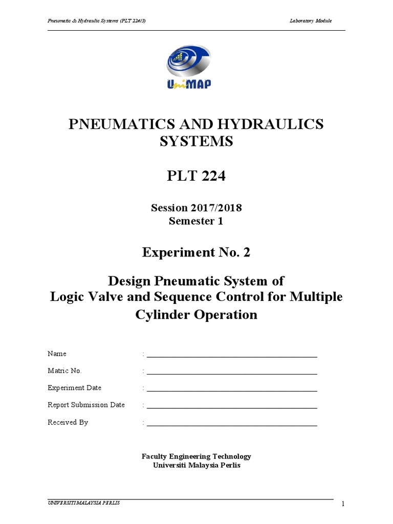 Pneumatic Logic Valve Design Lab Guide | PDF | Valve | Piston