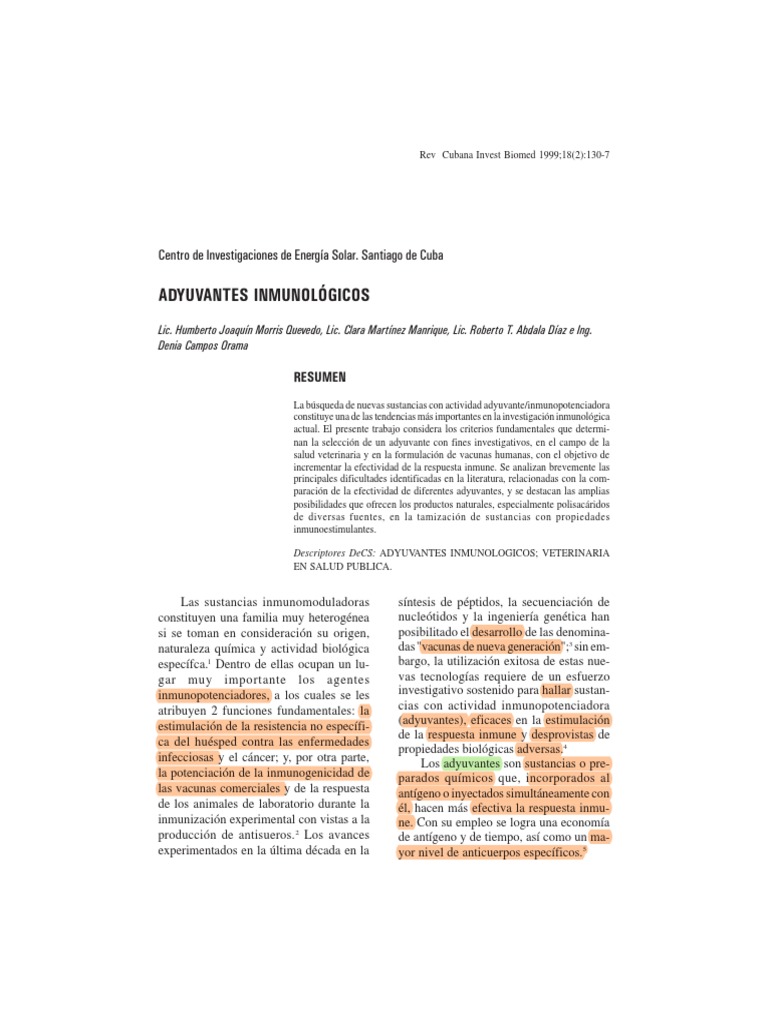 Adyuvantes Inmunologicos | PDF | Sistema inmune | Linfocitos