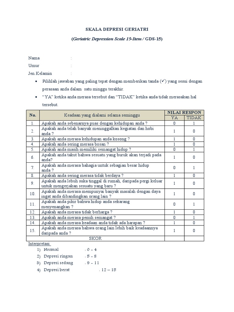 Skala Depresi Geriatri | PDF