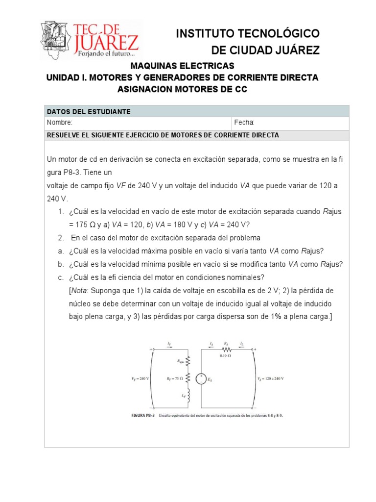Ejercicio Motores De Cc Pdf