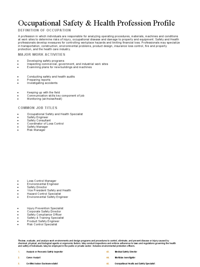 Occupational Safety & Health Overview | PDF | Occupational Safety And ...