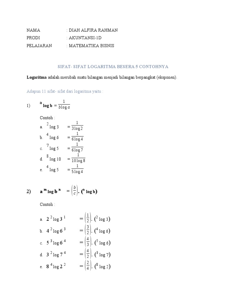 Tugas 11 Sifat Logaritma New | PDF