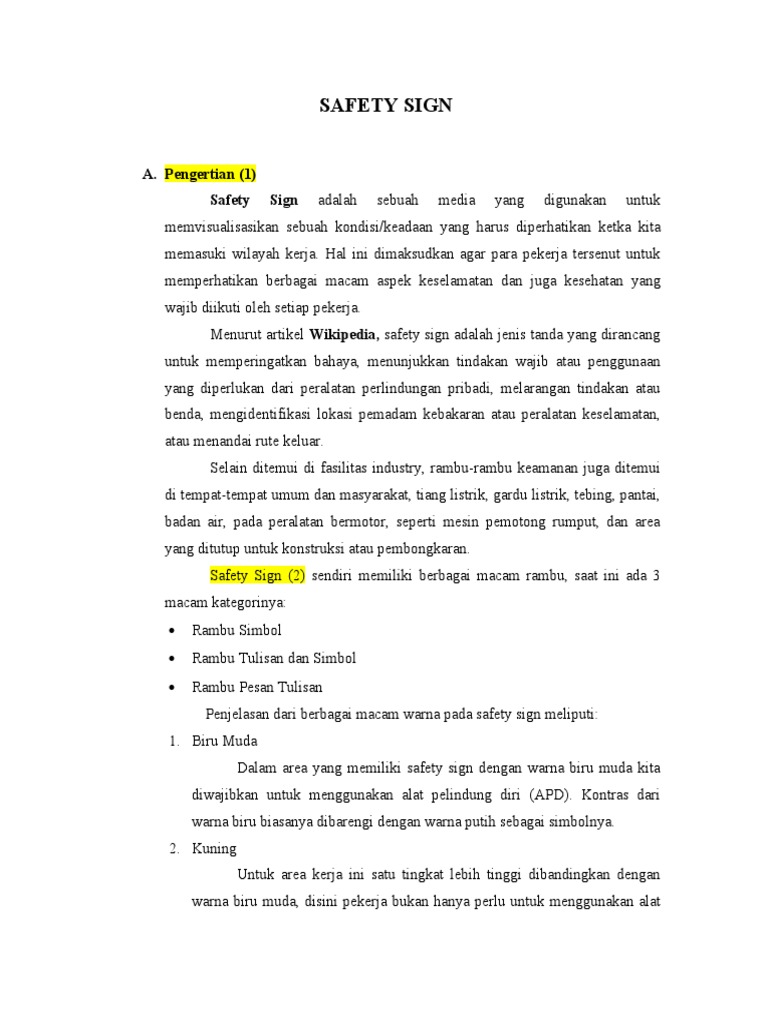 Materi Safety Sign | PDF
