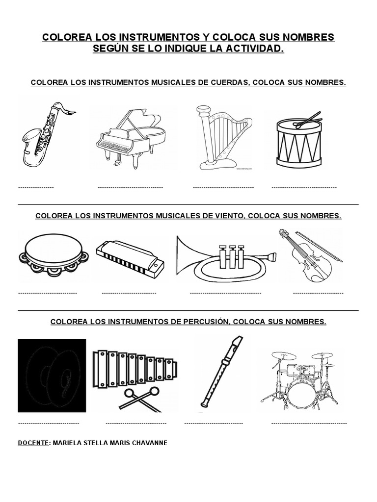 Instrumentos Musicales para Colorear | PDF