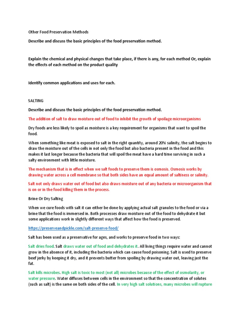 Other Food Preservation Methods | Download Free PDF | Curing (Food ...