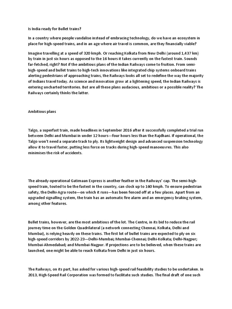 Bullet Trains PDF | PDF | High Speed Rail | Train