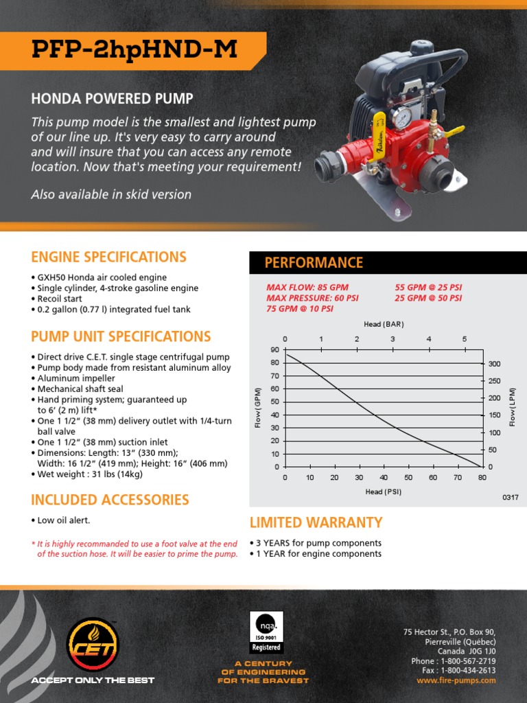 Pfp-2Hphnd-M: Honda Powered Pump | PDF | Pump | Vehicle Technology