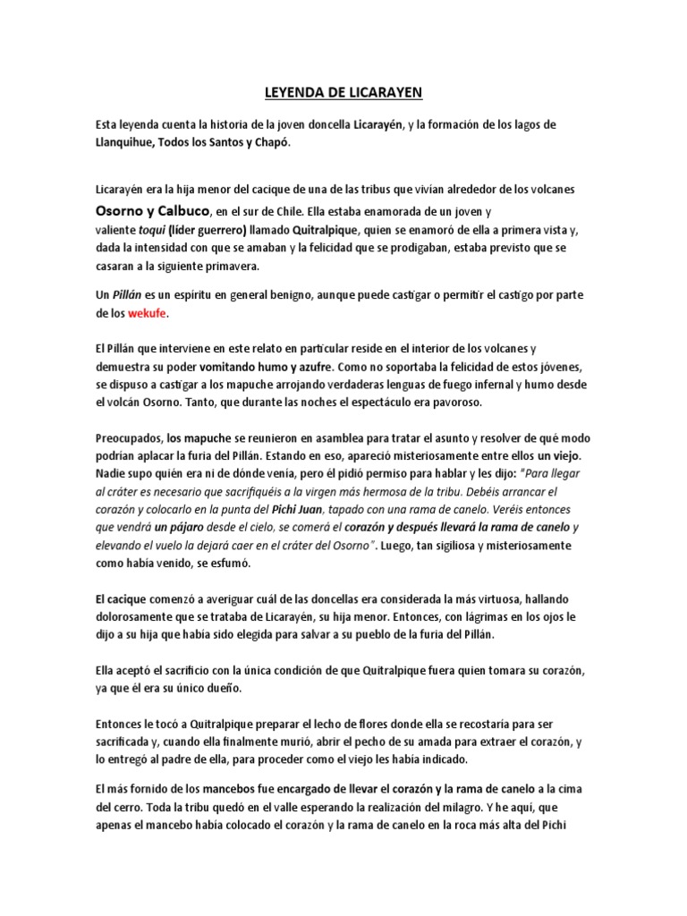 Leyenda de Licarayen | PDF | Erupción volcánica