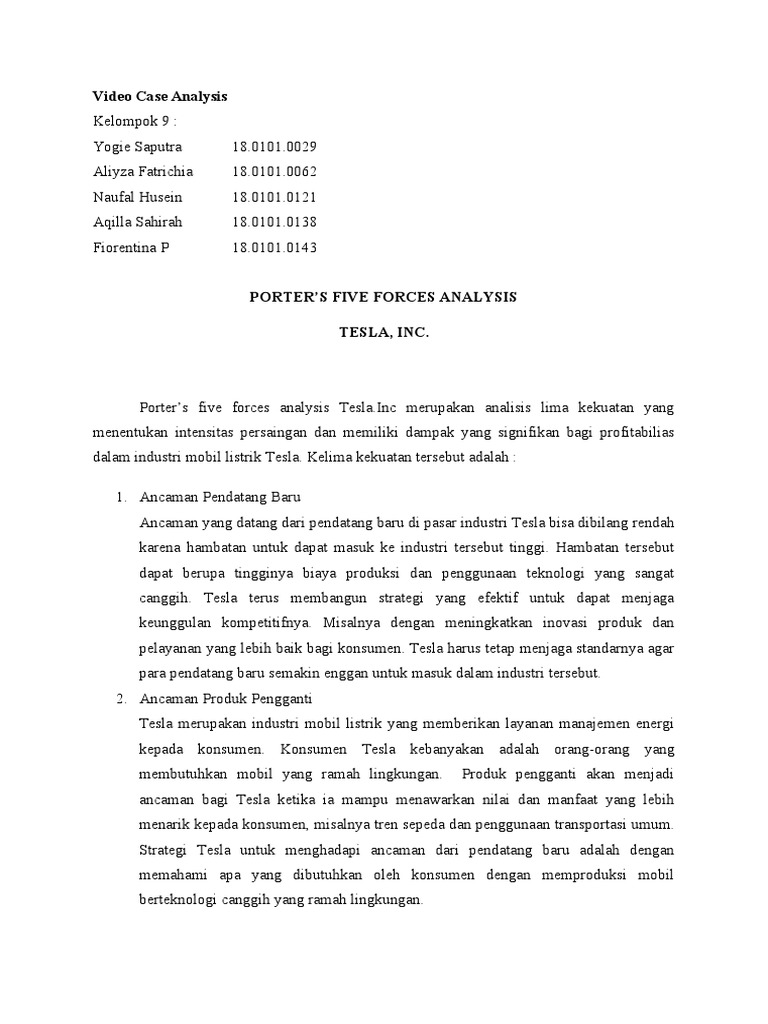 Porter's Five Forces Analysis TESLA | PDF