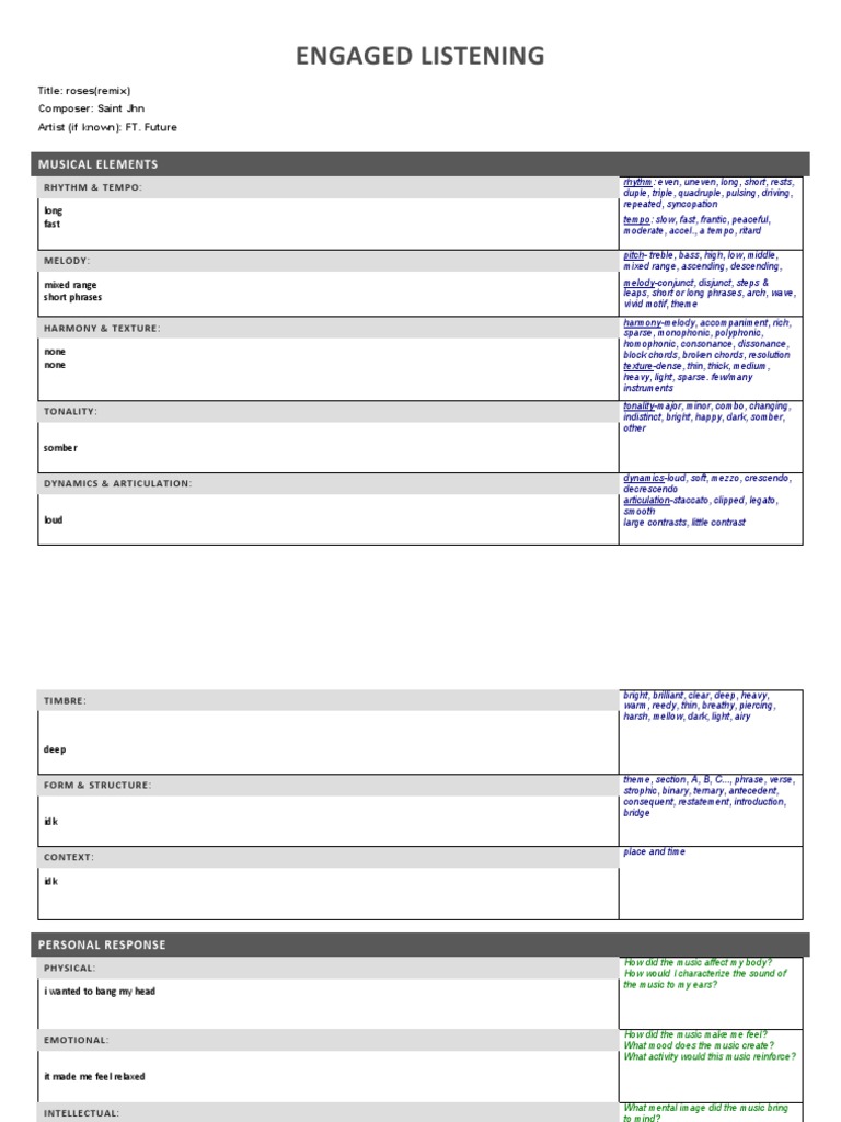 Engaged Listening: Musical Elements | PDF | Musical Compositions ...