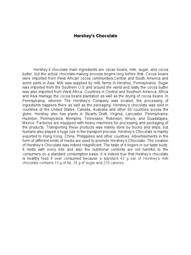 Hershey's Chocolate | PDF | Wellness | Lifestyle
