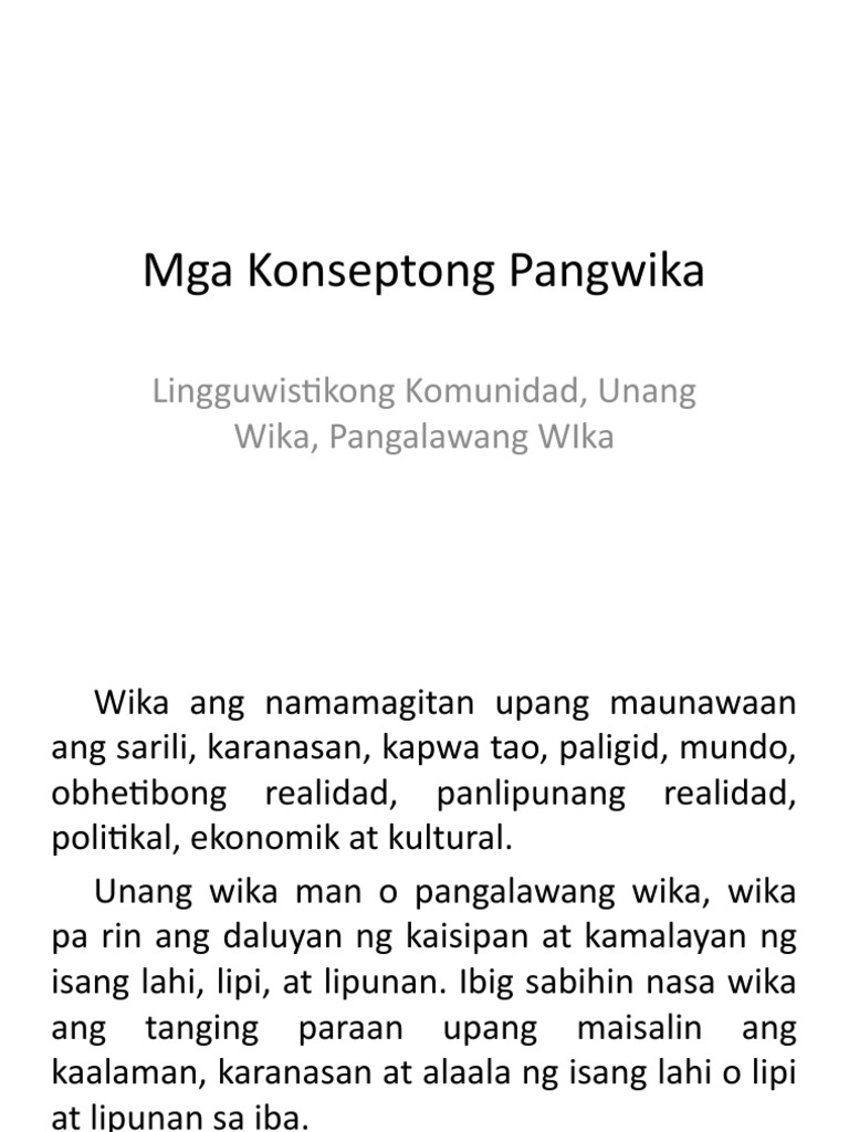 Lingguwistikong Komunidad, Unang Wika, Pangalawang Wika | PDF
