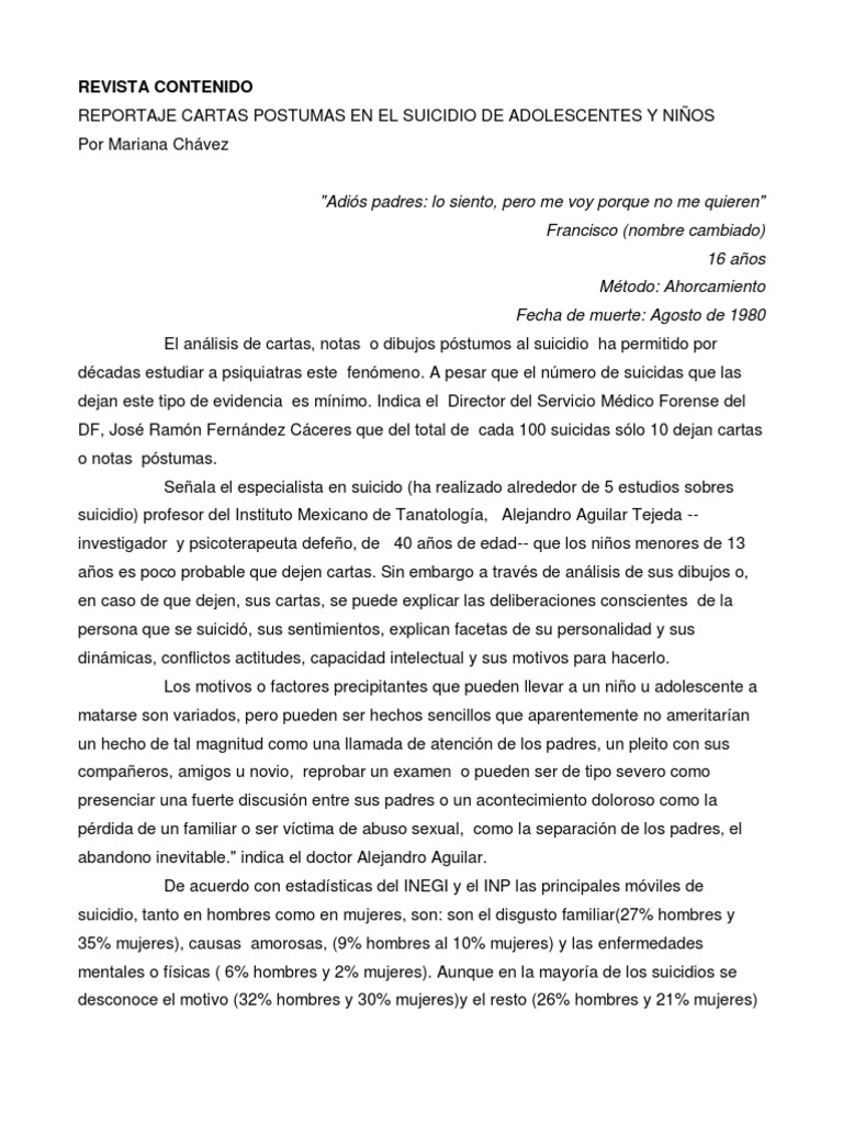 Cartas Postumas | PDF | Suicidio | Adolescencia