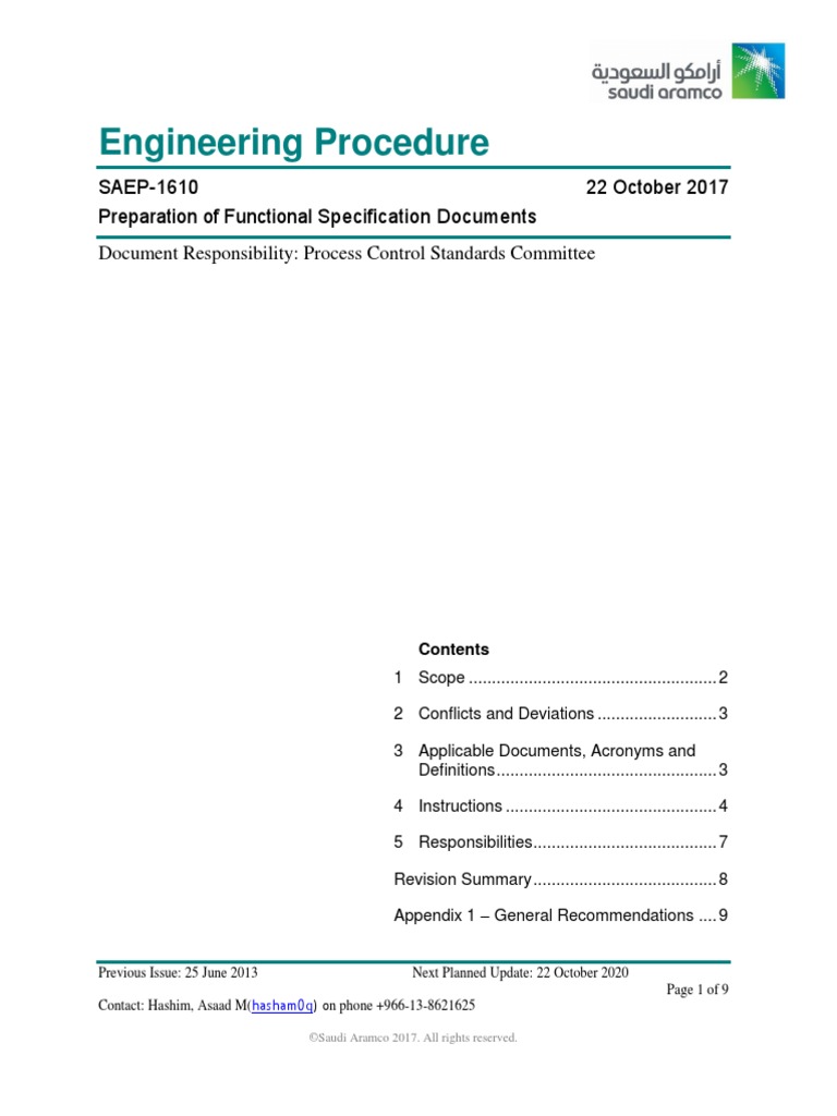 SAEP 1610 (Oct 2017) | PDF | Specification (Technical Standard) | Procurement