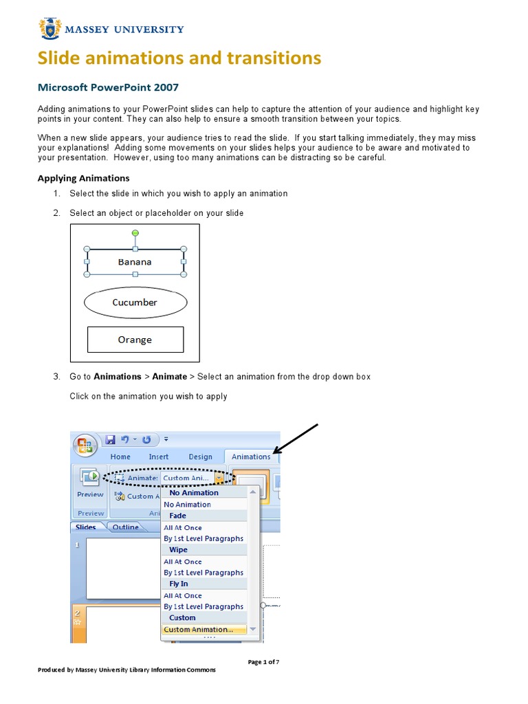 Slide Animations and Transitions: Microsoft Powerpoint 2007 | PDF | Microsoft Power Point ...