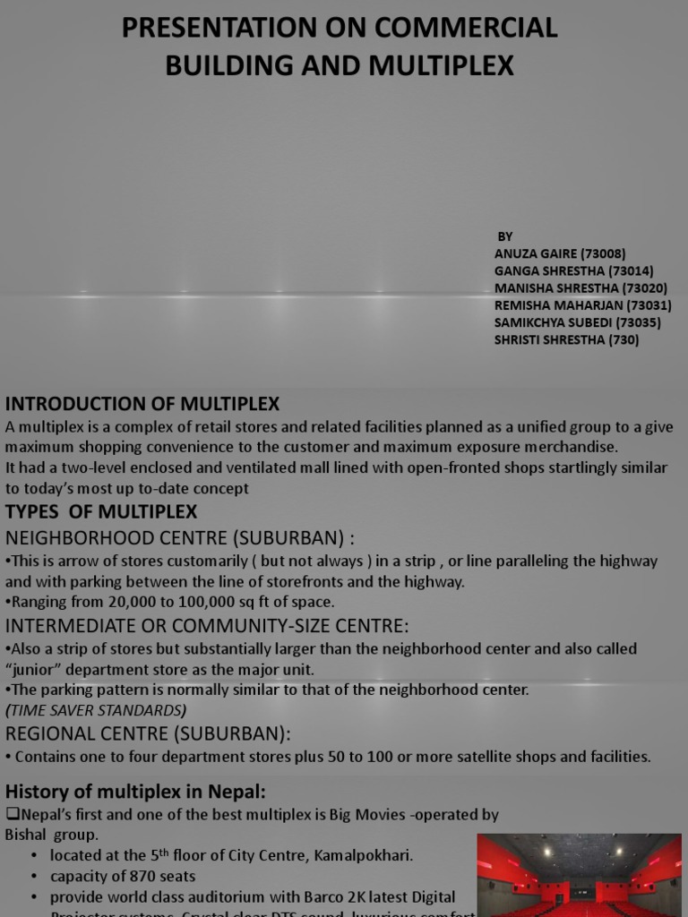Presentation On Commercial Building and Multiplex | PDF | Movie Theater ...