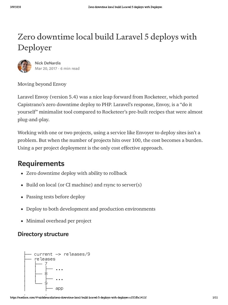 Zero Downtime Local Build Laravel 5 Deploys With Deployer | PDF | Php | Information Technology ...