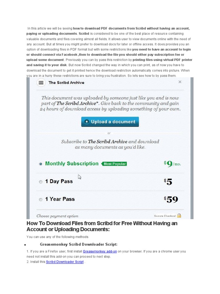 How To Download Files From Scribd For Free Without Having An Account Or 