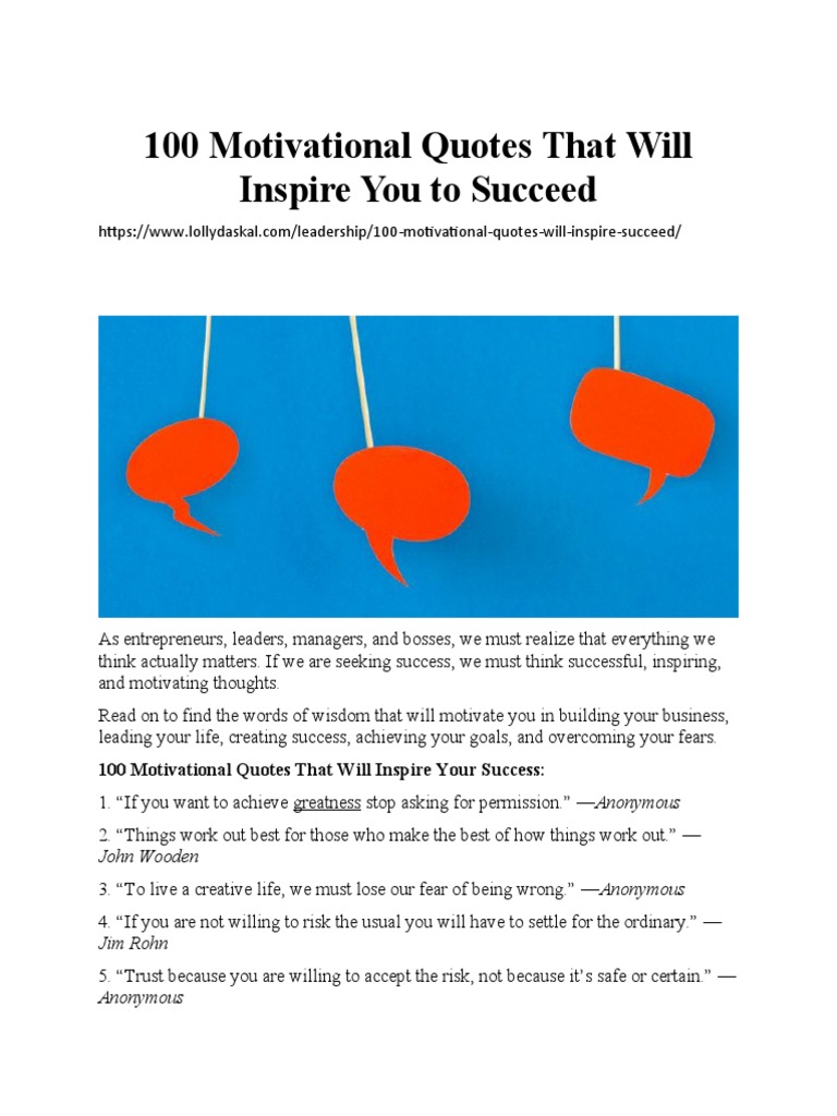 100 Motivational Quotes | PDF | Motivation | Motivational