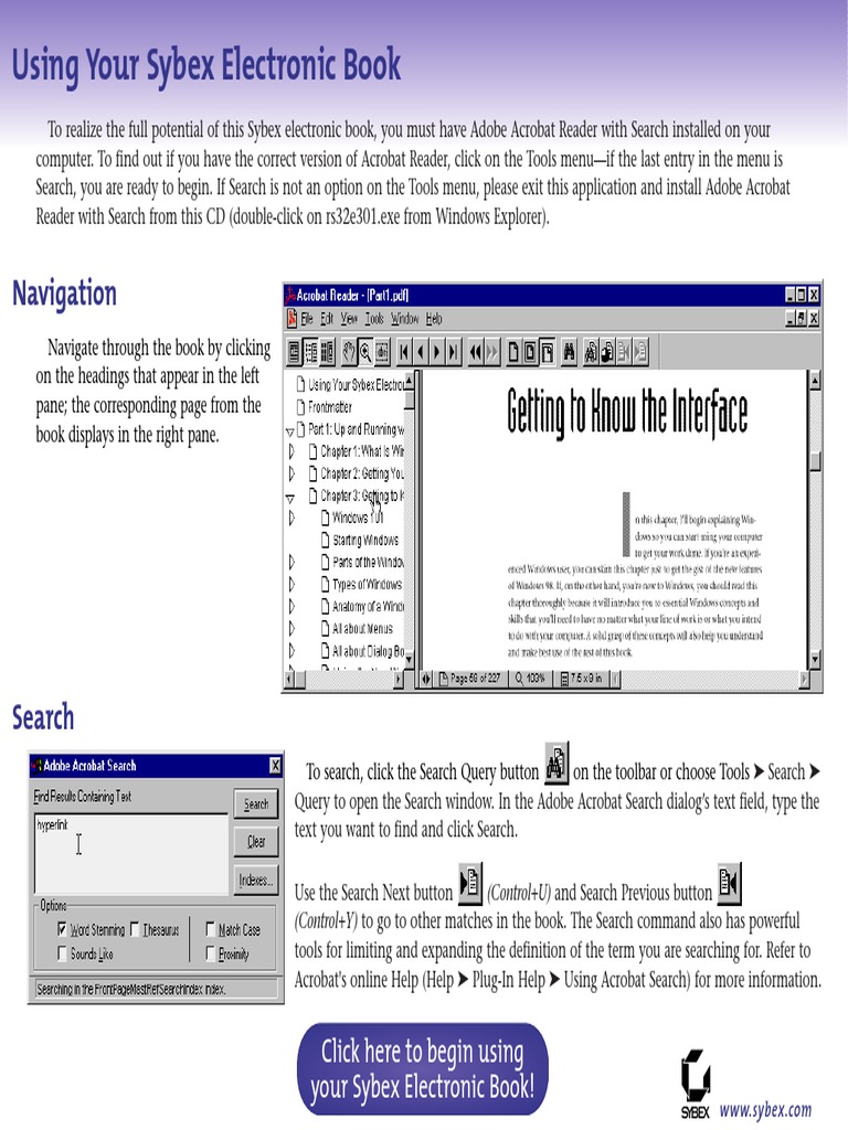 Using Your Sybex Electronic Book: Navigation | PDF