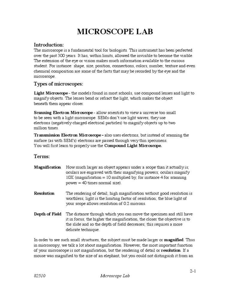 Microscope Lab | PDF | Lens (Optics) | Microscope