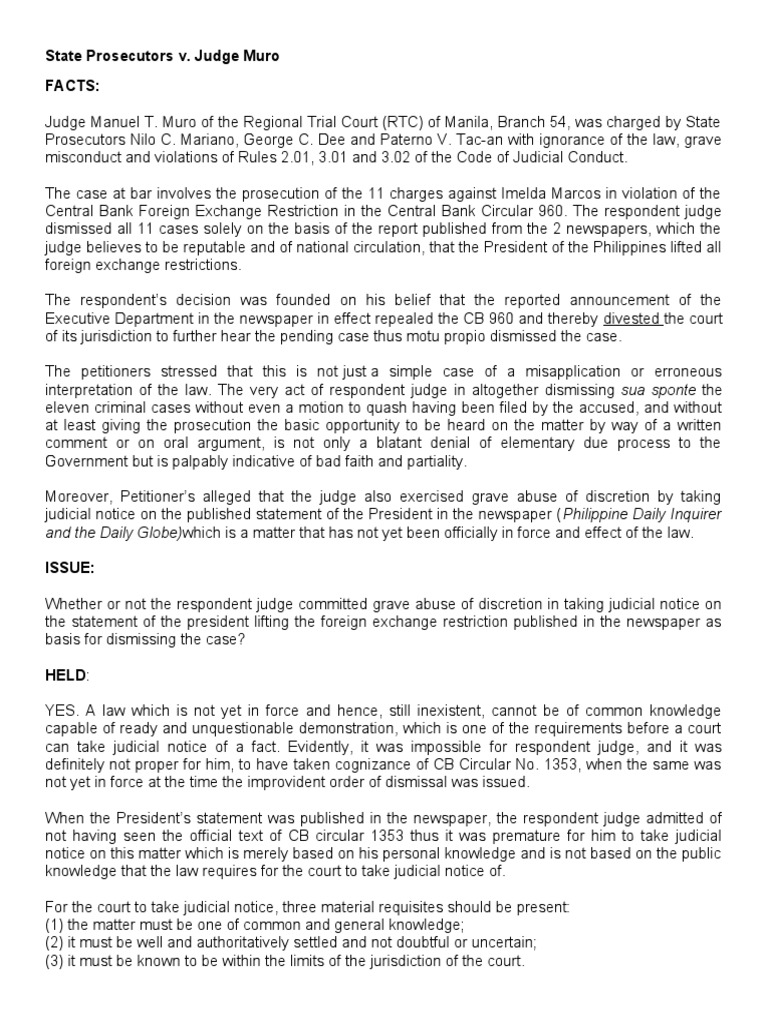 EVID First Batch Digest 1 | PDF | Judicial Notice | Complaint