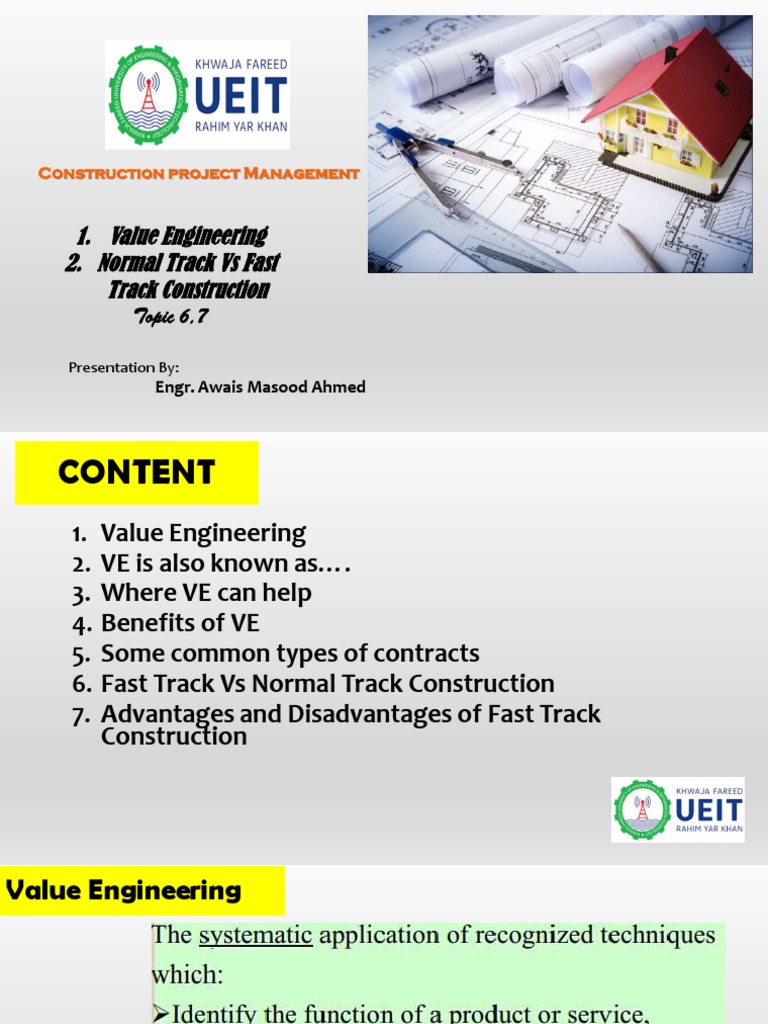 Value Engineering & Fast Track Construction | PDF