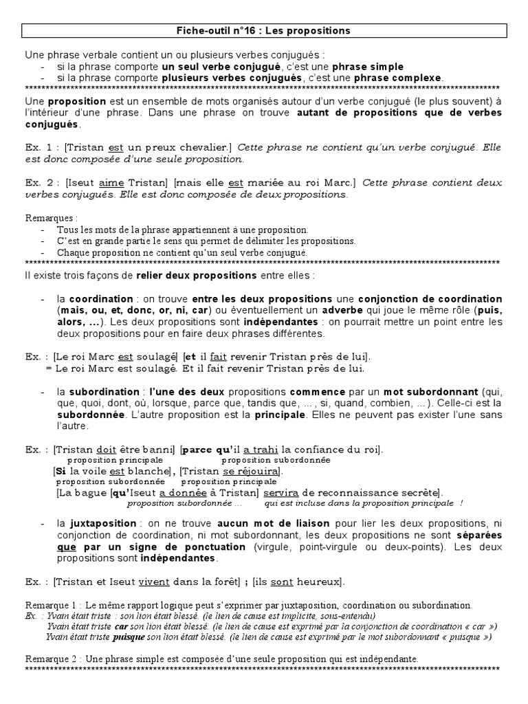 Comprendre les propositions en français | PDF | Clause | Phrase