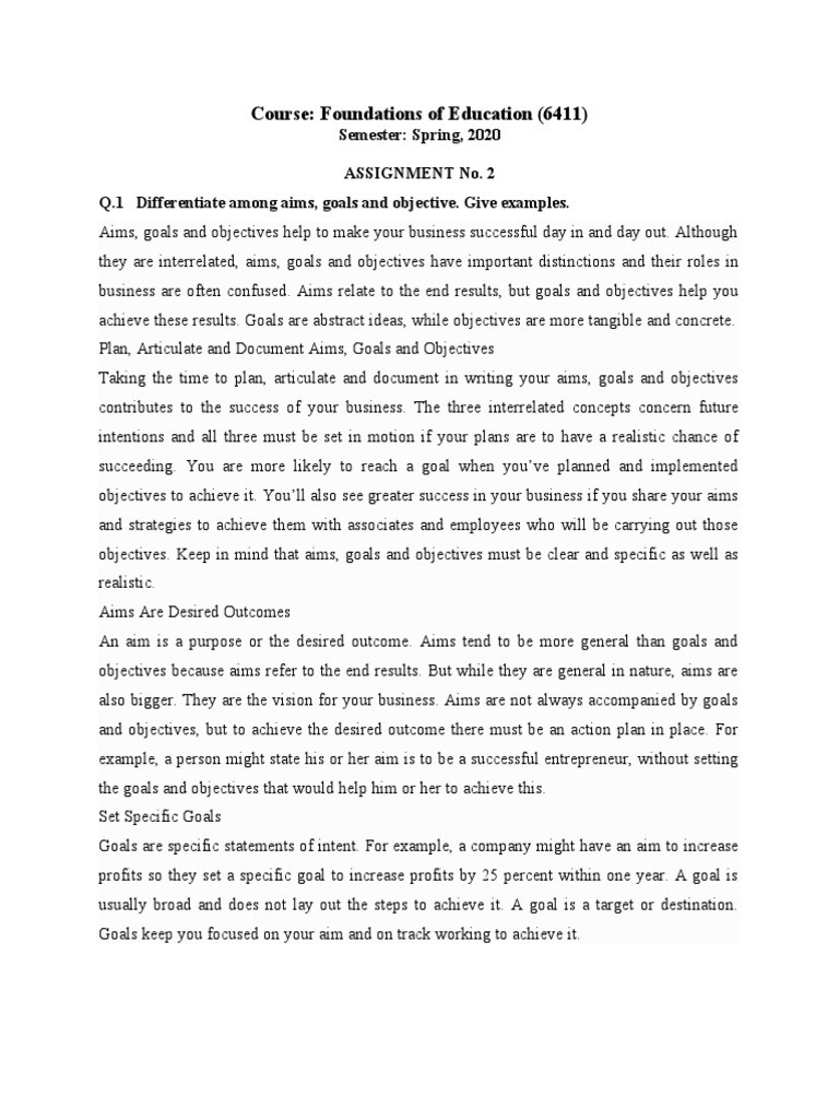 Foundation of Eduction | PDF | Instructional Design | Goal