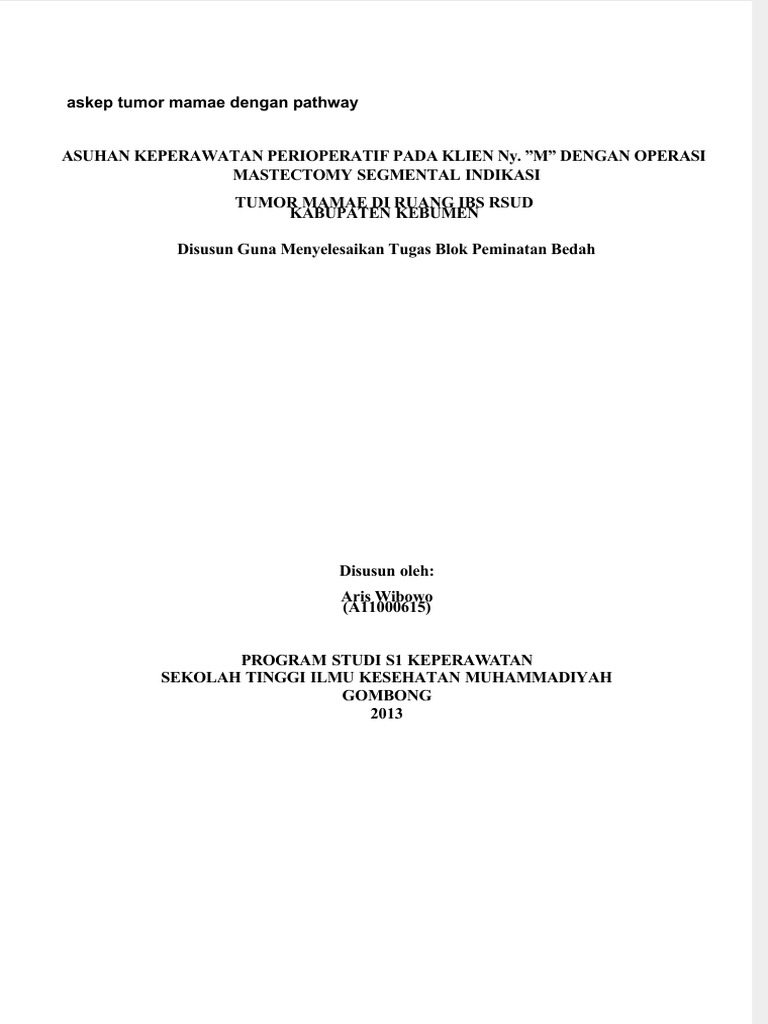 Dokumen - Tips - Askep Tumor Mamae Dengan Pathway PDF | PDF ...