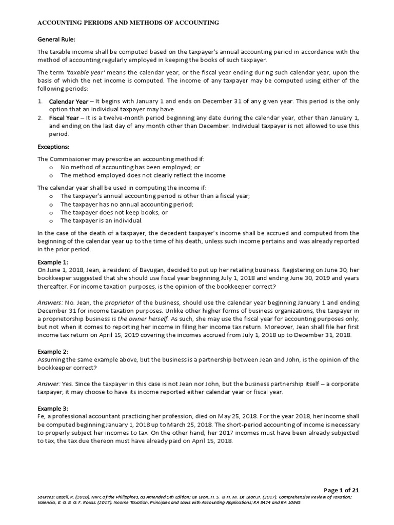 Accounting Periods and Tax Methods | PDF | Lease | Fiscal Year