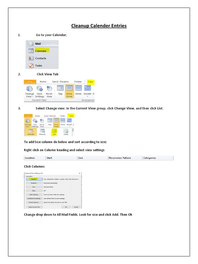 How To Cleanup Calendar (Free Up Space) | PDF | Finance & Money Management