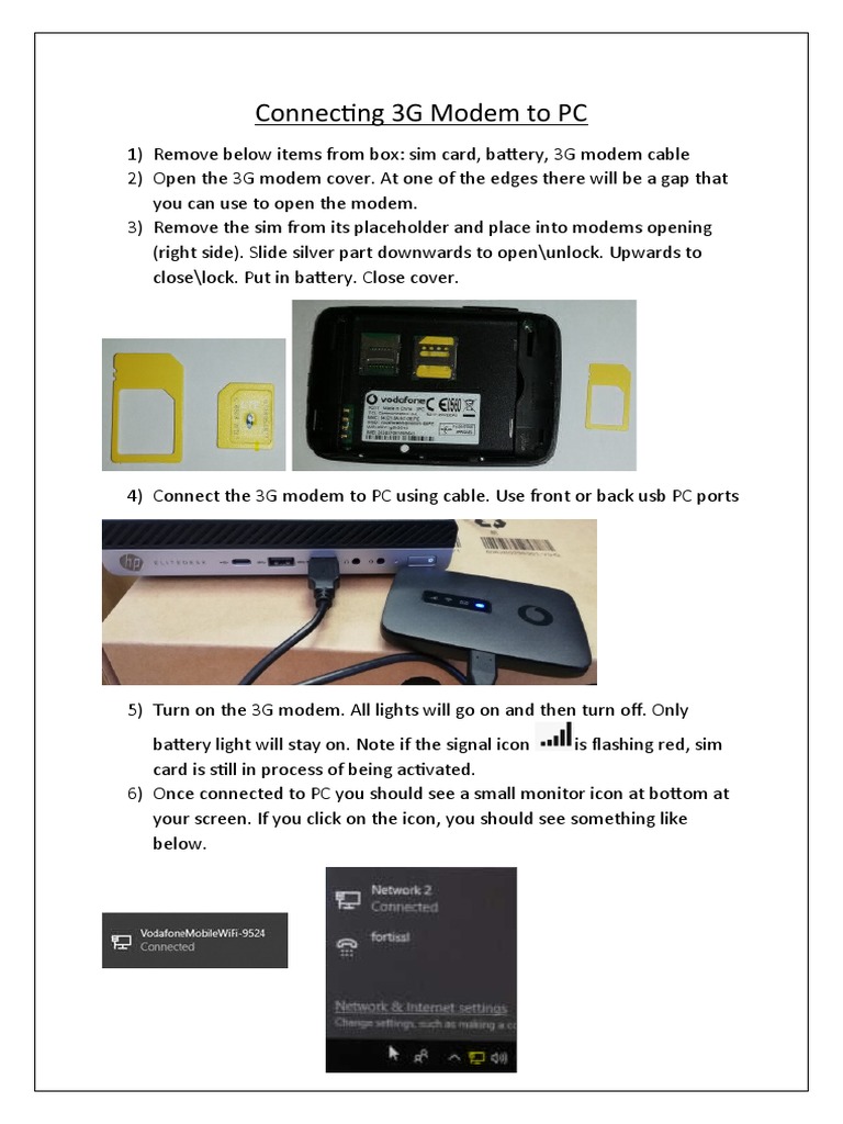 How to Connect a 3G Modem to PC | PDF | Computers | Technology ...